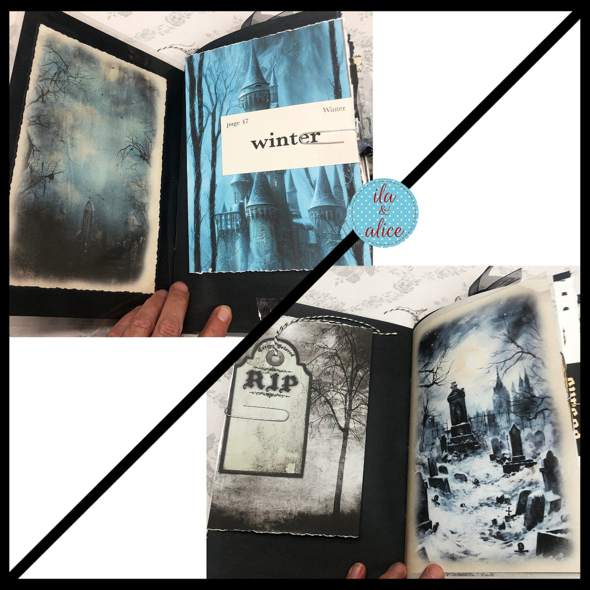 Creepy Graveyard Winter Junk Journal w Spooky Collage Cover – ila & alice